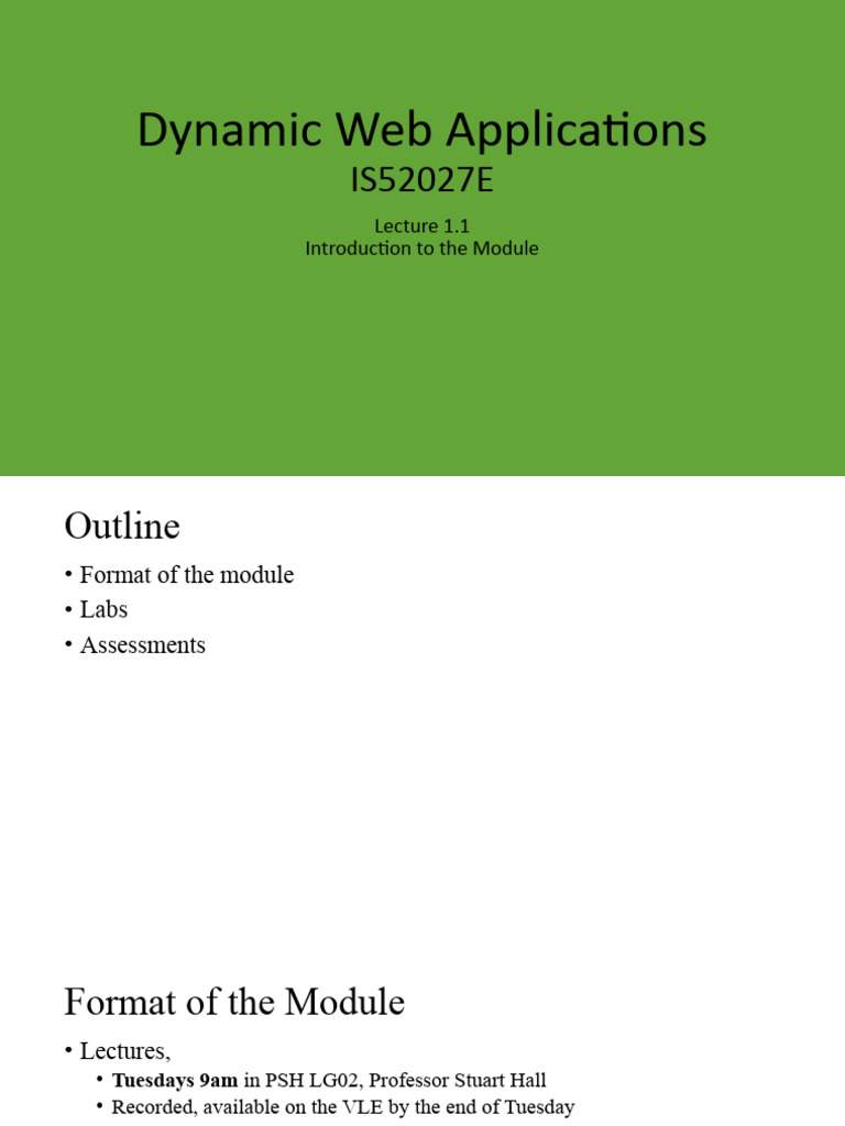 Lecture 1.1 - Intro to the Module | PDF | Databases | Internet Forum