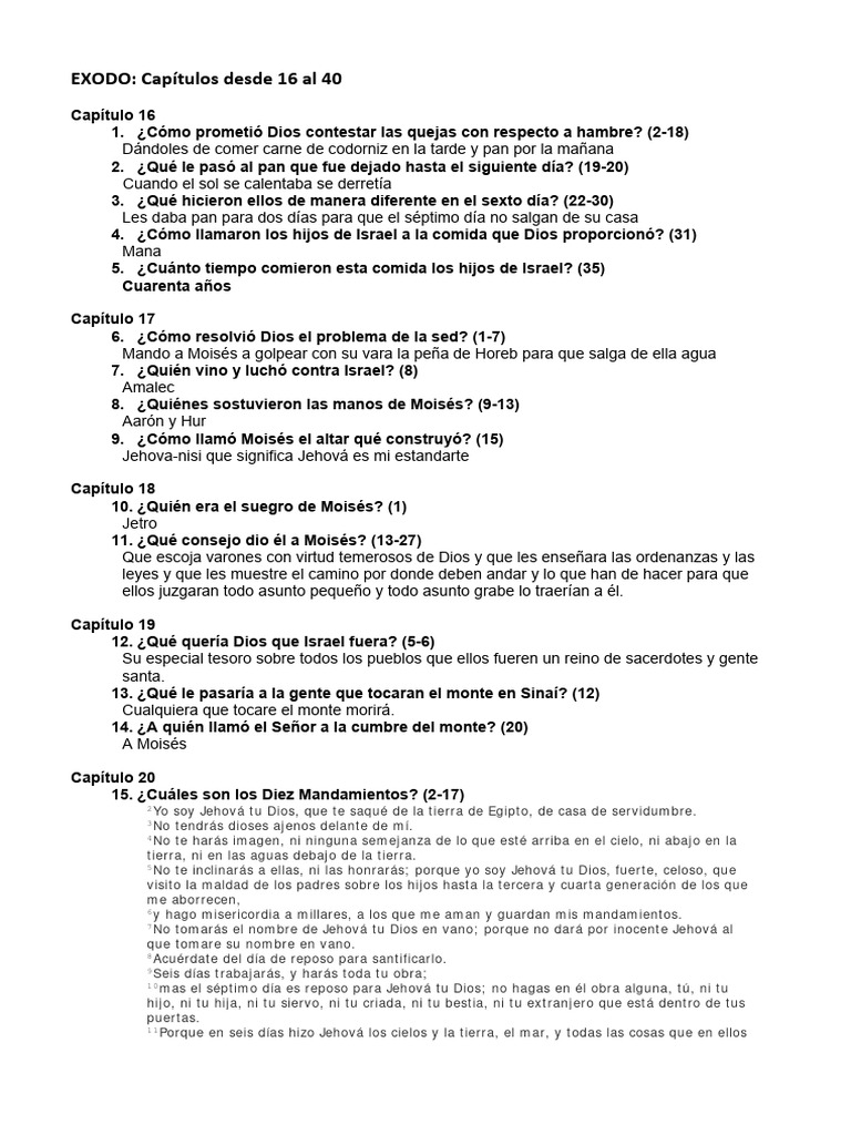 EXODO 16-40 Revision | PDF | Moisés | Arca de la Alianza