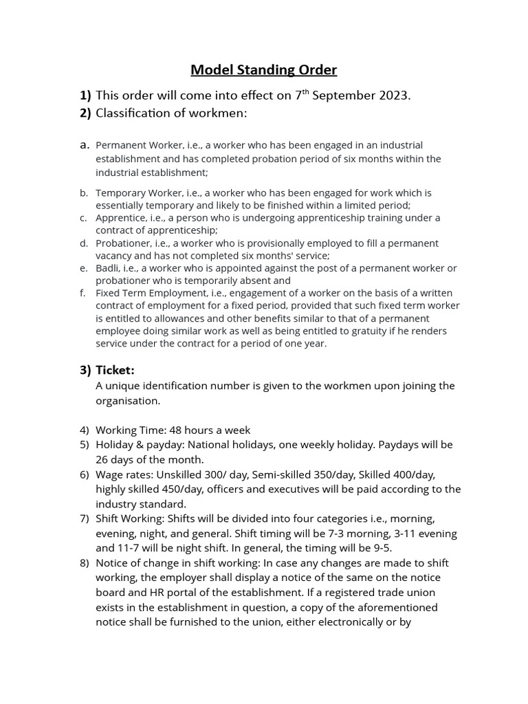 Model Standing Order | PDF | Sexual Harassment | Employment