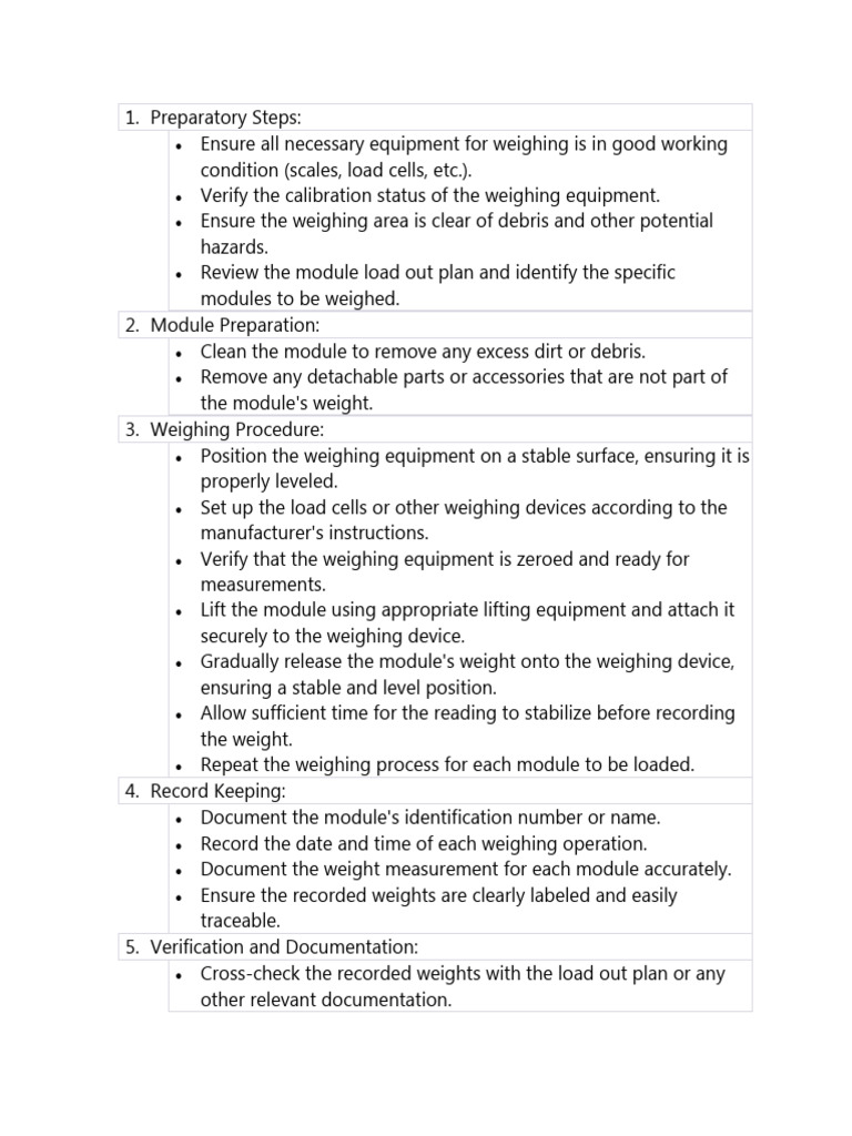 Weighbridge and Weighing Checklist | PDF