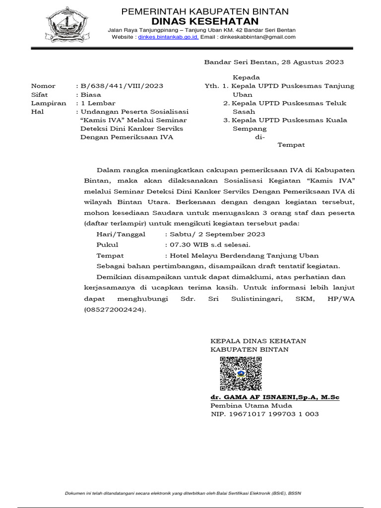 Surat Undangan Sosialisasi Kamis Iva 2 Sep | PDF