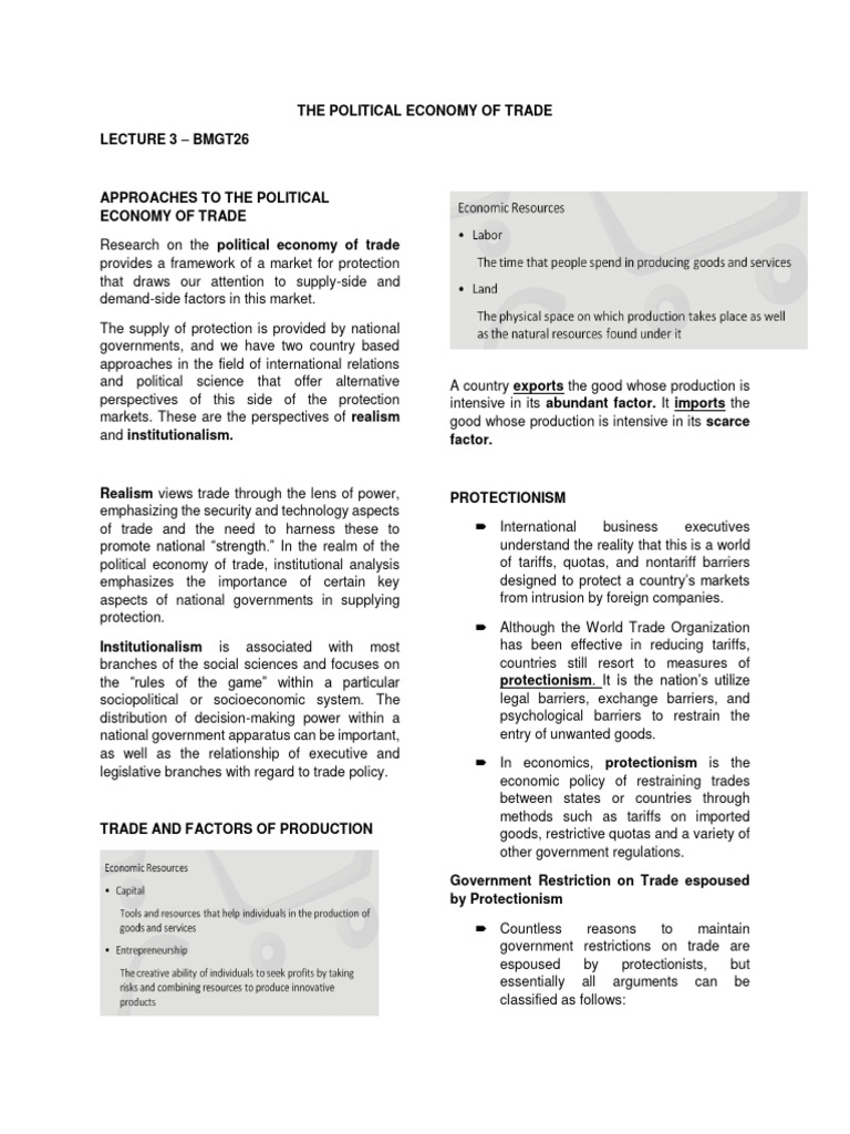 Lecture 3: International Trade and Agreement | PDF | Protectionism ...