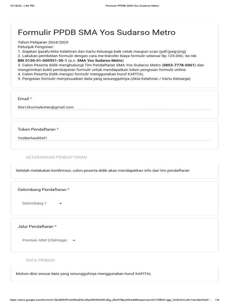 Pendaftaran PPDB SMA Yos Sudarso 2024 | PDF | Karier & Perkembangan