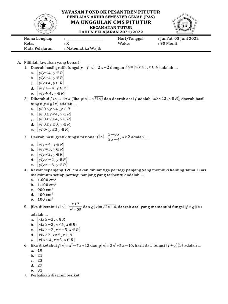 PAT MTK Wajib X | PDF