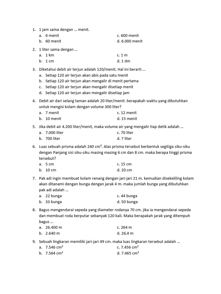 Latihan Soal MTK Kelas 6 | PDF | Metode & Bahan Ajar