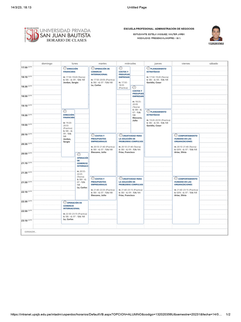 Horario Estela Vasquez | PDF