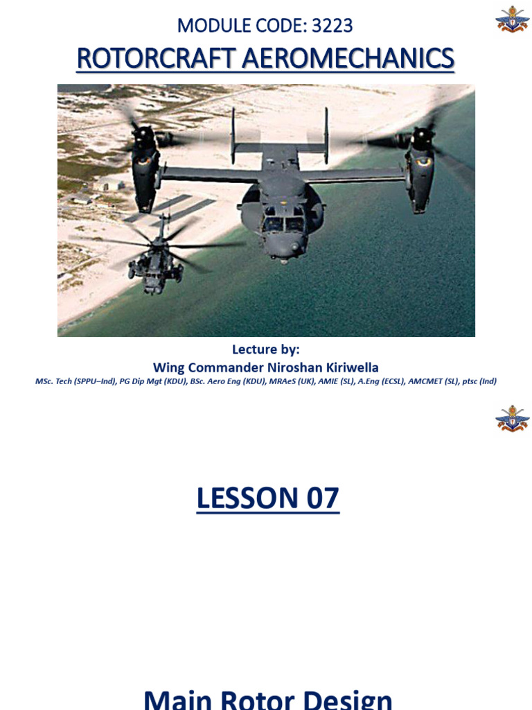 Lesson 7 - Main Rotor Design | PDF | Helicopter Rotor | Airfoil