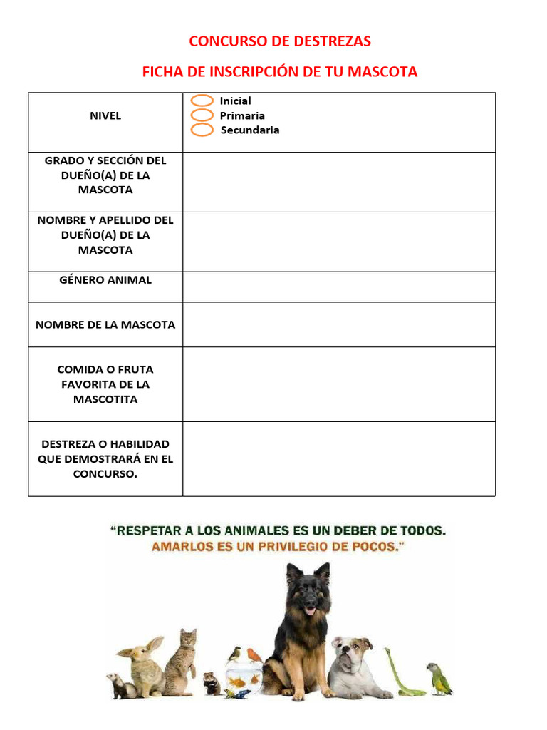 Ficha de Mascotas | PDF