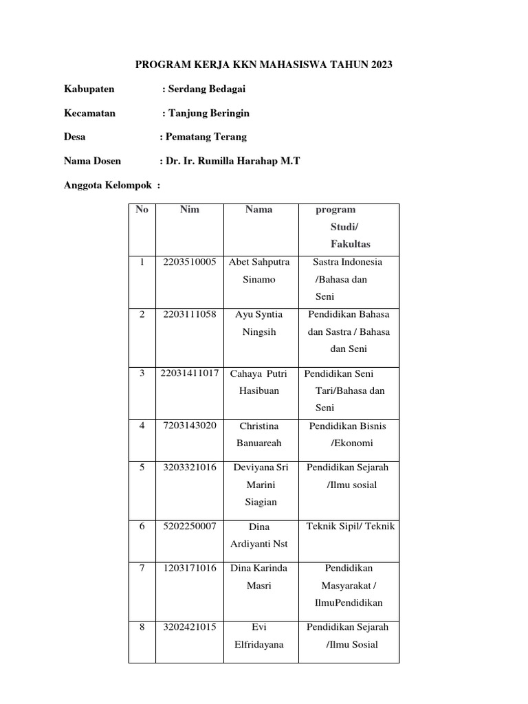 Laporan Kegiatan KKN 2023 | PDF