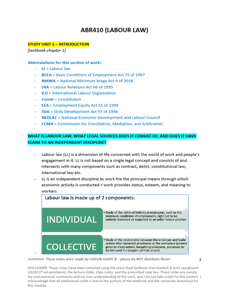 Abr410 (Su 1-3) | Download Free PDF | Labour Law | Employment
