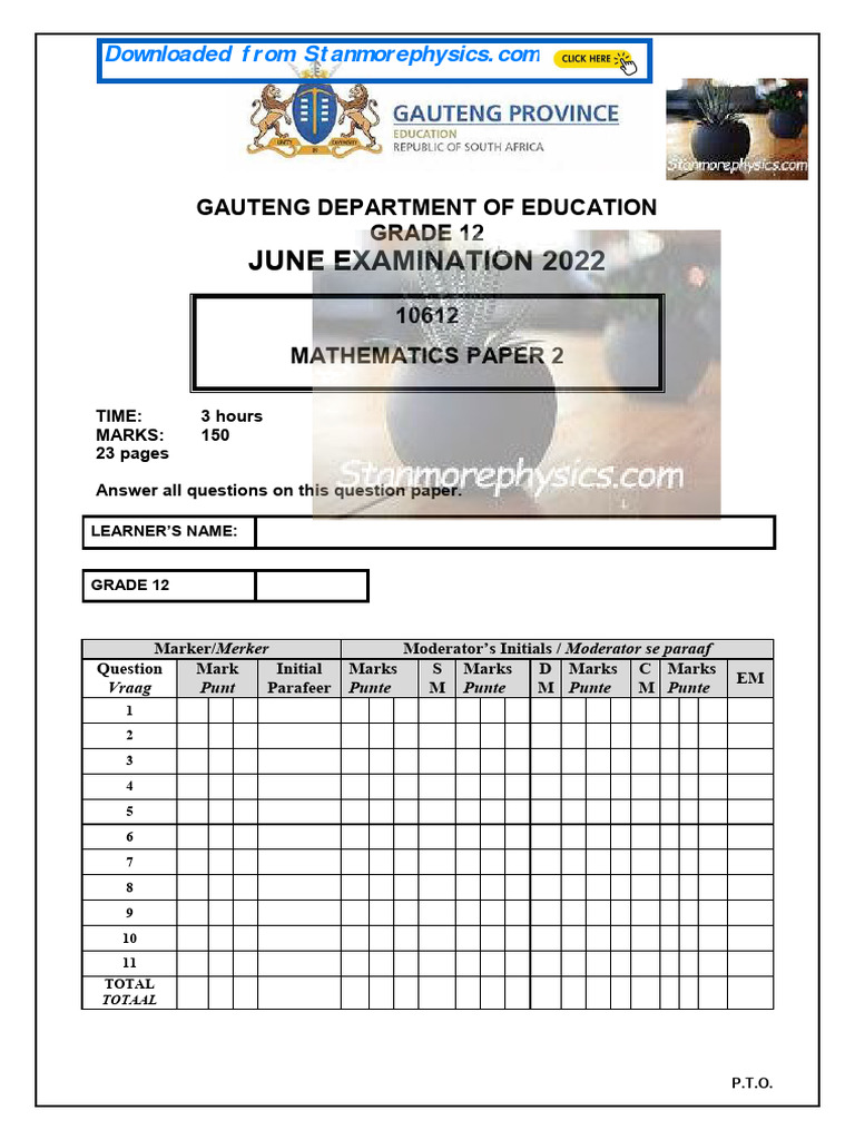 GP Maths Grade 12 June 2022 P2 and Memo | PDF | Mathematics ...