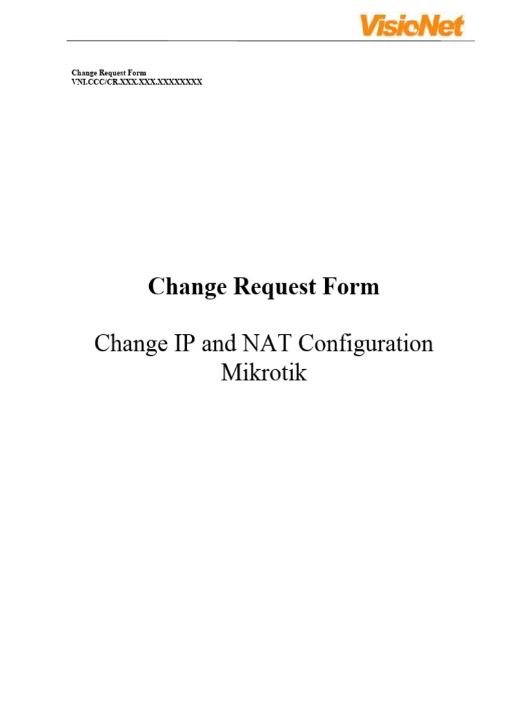 Change Request Form Change IP and NAT Configuration | PDF | Internet ...