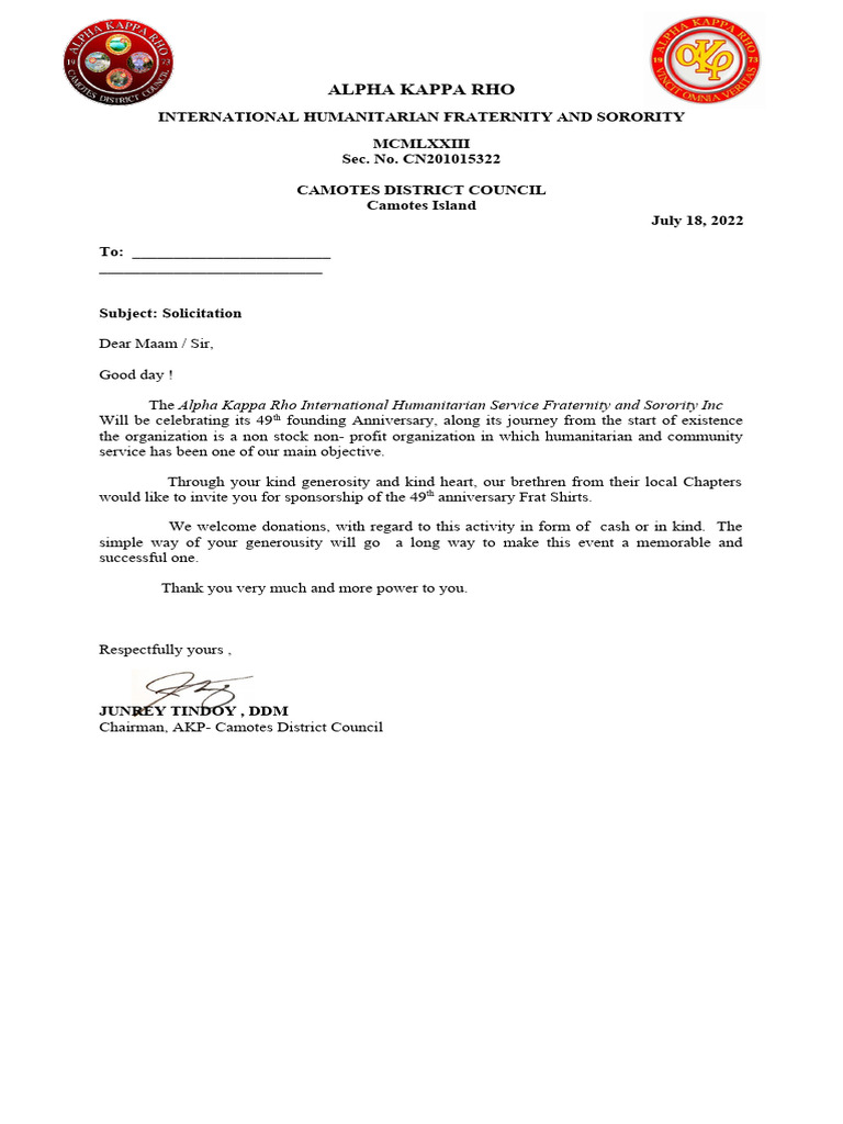 ALPHA KAPPA RHO Solicitation For Frat Shirt | PDF | Social Science