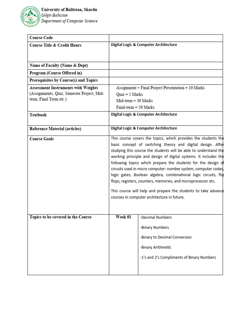 Digital Logic & Computer Architecture | PDF | Logic Gate | Teaching ...