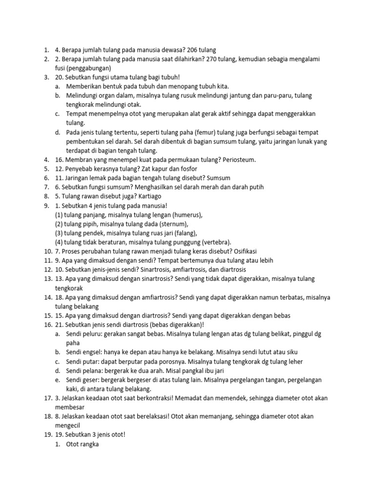 TES IPA Kls 8 Sistem Gerak Pada Manusia | PDF