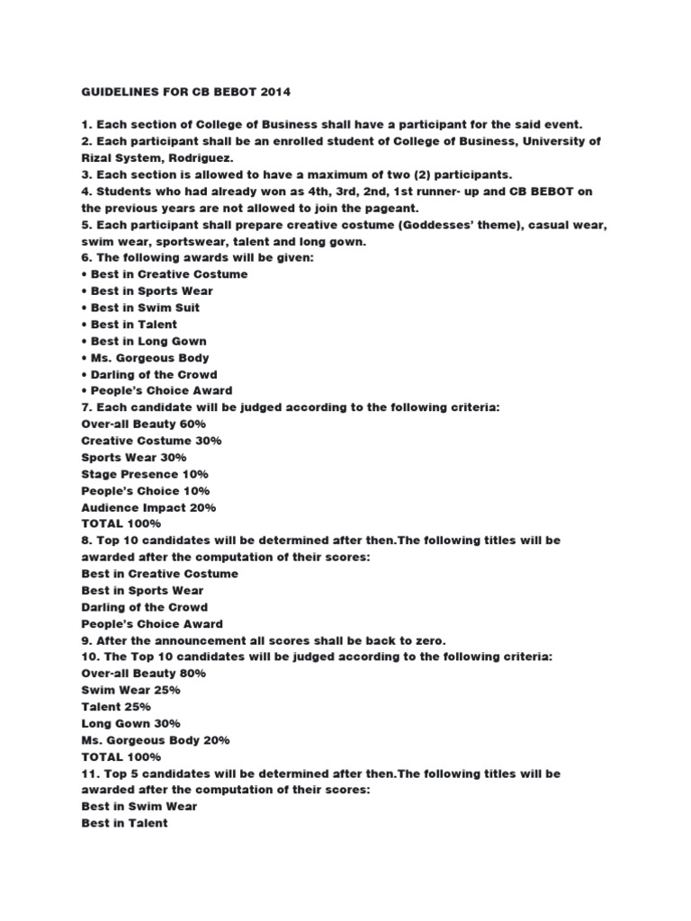 Guidelines For Contest | PDF