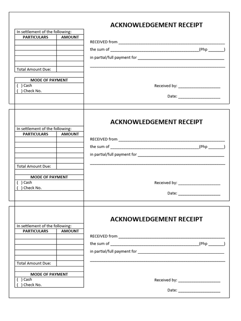Acknowledgement Receipt Form | PDF