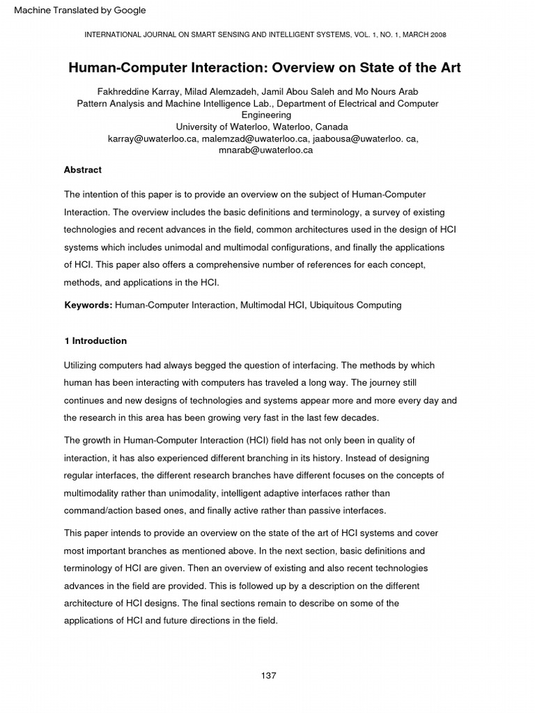 Human Computer Interaction Overview On S | Download Free PDF | Human–Computer Interaction | User ...