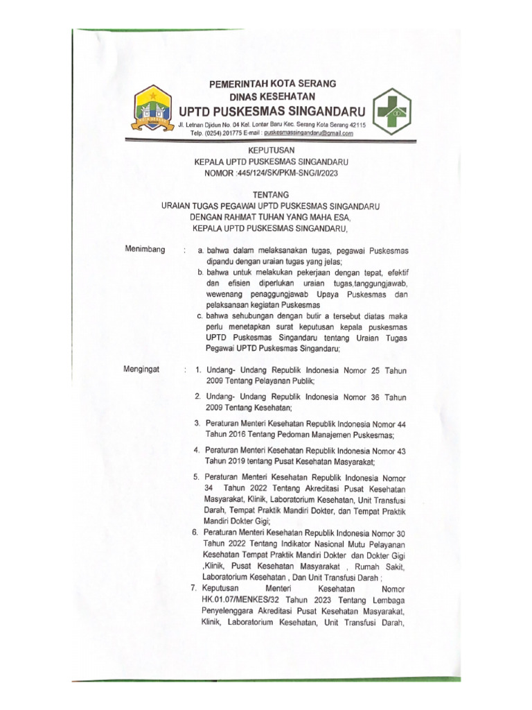 SK Uraian Tugas | PDF