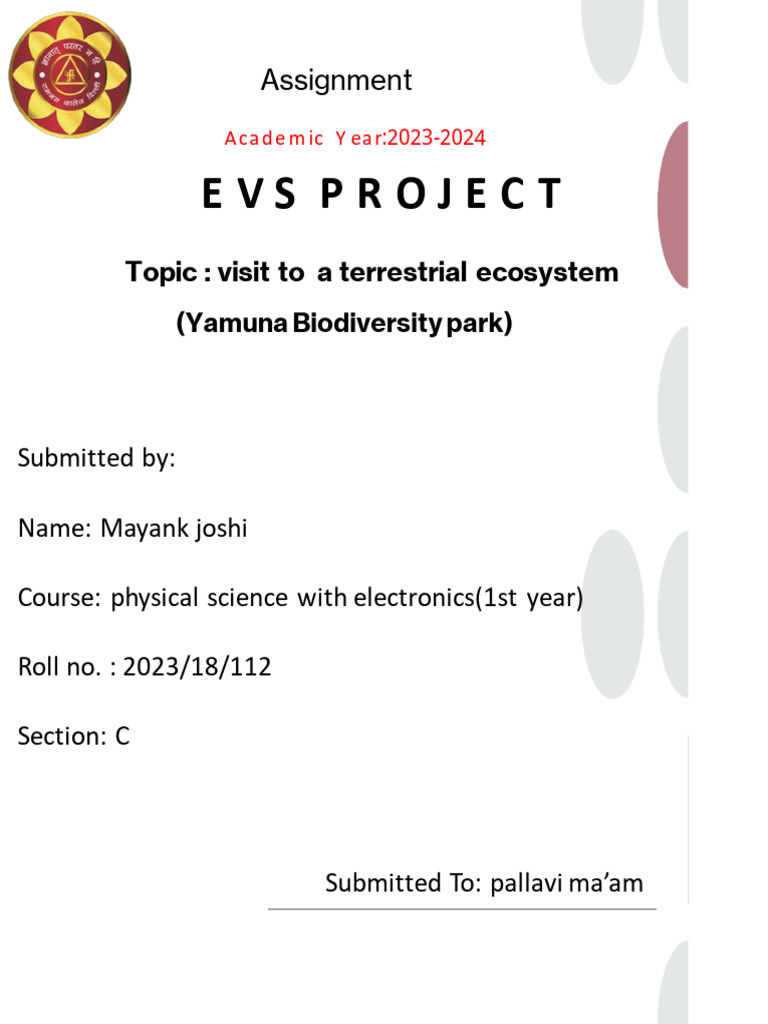 Evs Project2 | PDF | Biodiversity | Ecology