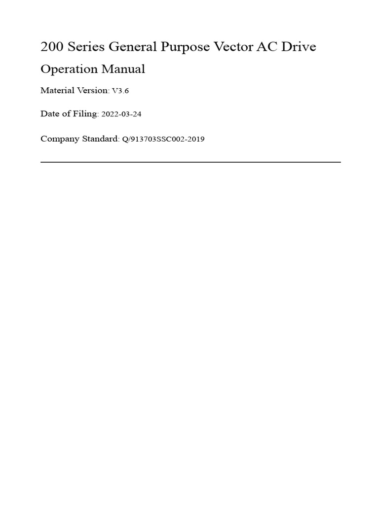 200 Series General Purpose Vector AC Drive: Operation Manual | PDF ...