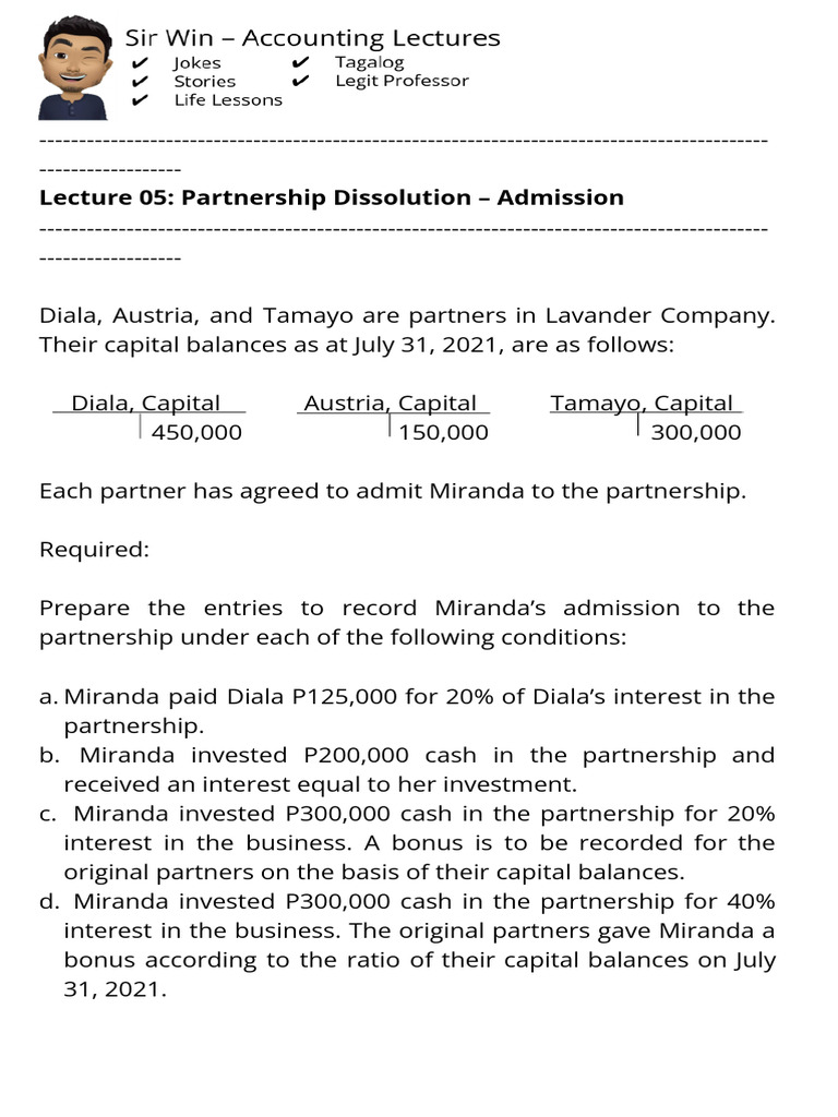 Partnership Admission Accounting Entries Pdf Finance Money