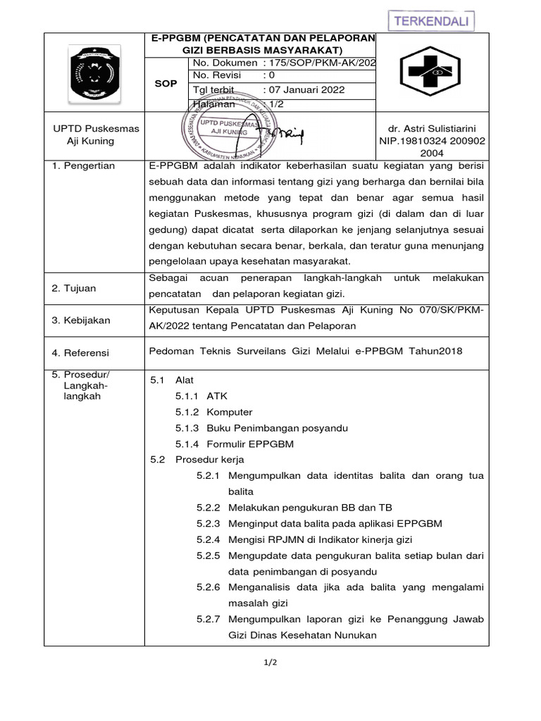 4.1.1.f SOP PELAPORAN E-PPBGM-1 | PDF