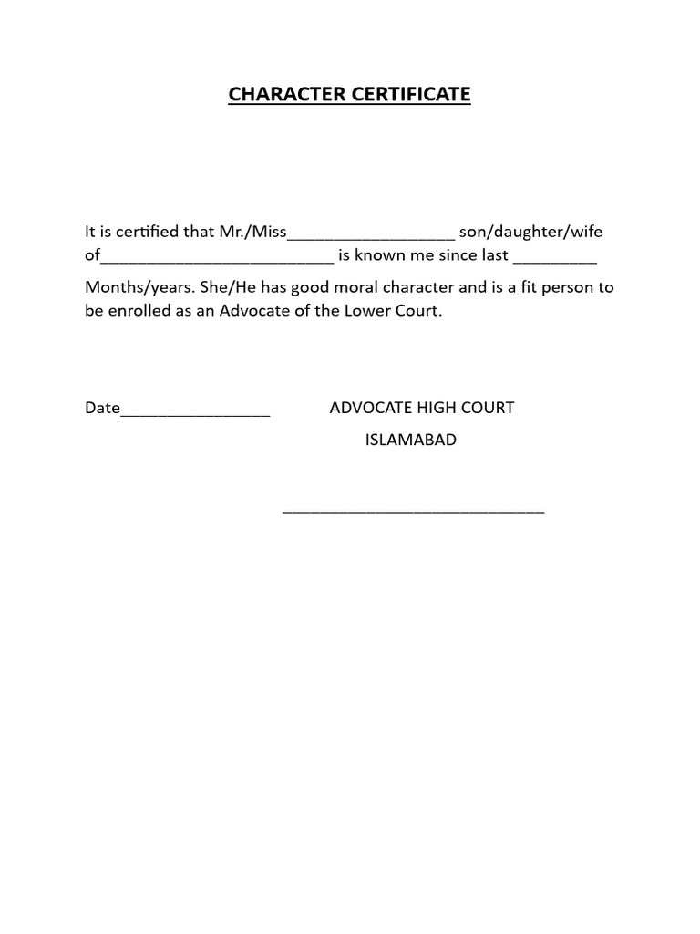 Character Certificate | PDF