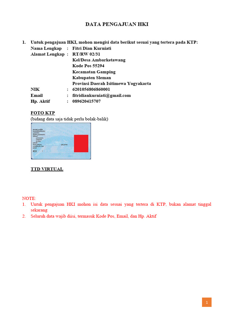 Data Pengajuan HKI | PDF