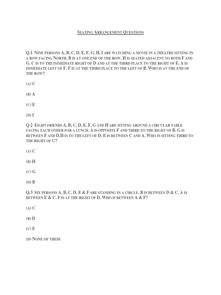 Meeting Seating Arrangement Puzzles | PDF