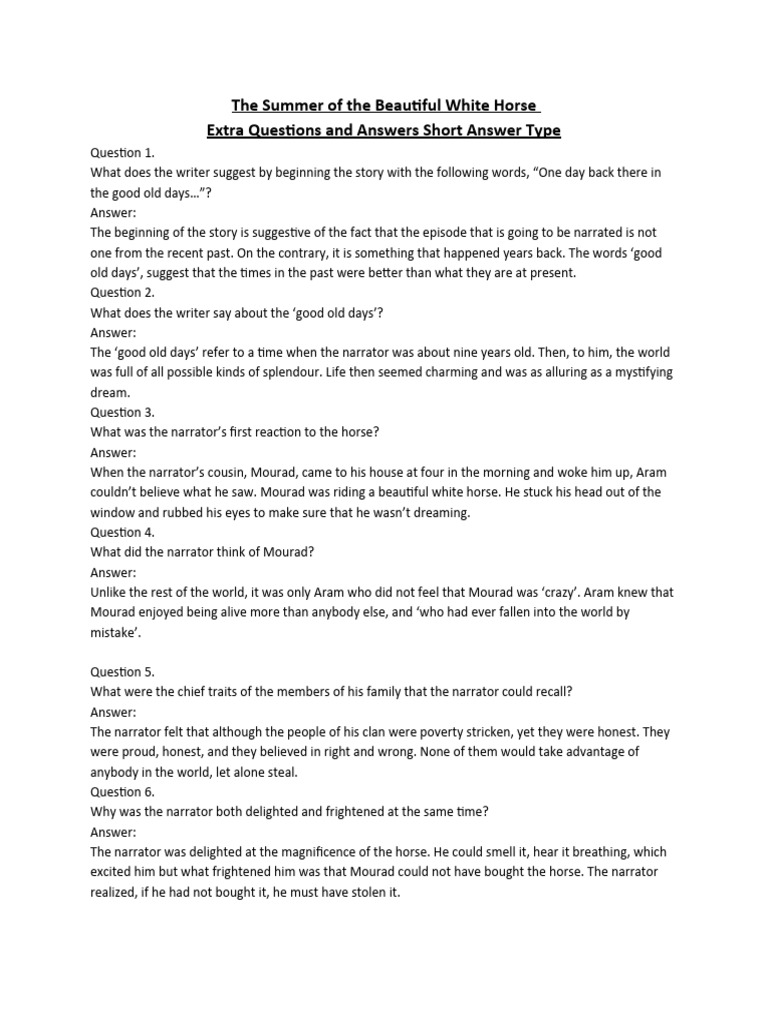 The Summer of The Beautiful White Horse | PDF | Mystery, Thriller ...