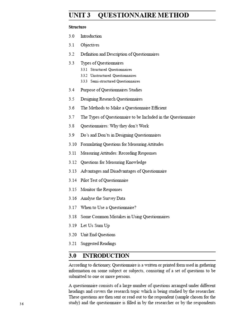 Unit 3 | PDF | Questionnaire | Survey Methodology