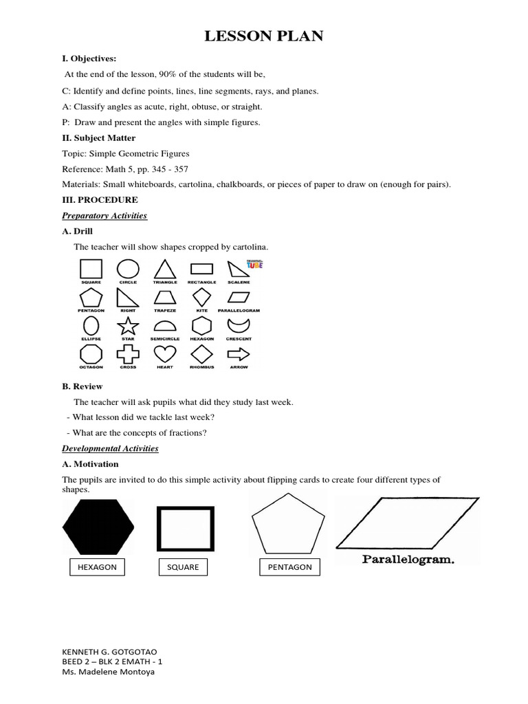 Lesson Plan | PDF | Shape | Angle