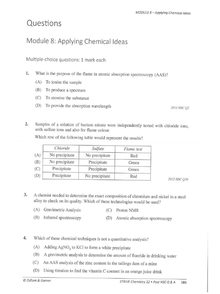 Strive Book Module 8 Chemistry Questions | PDF