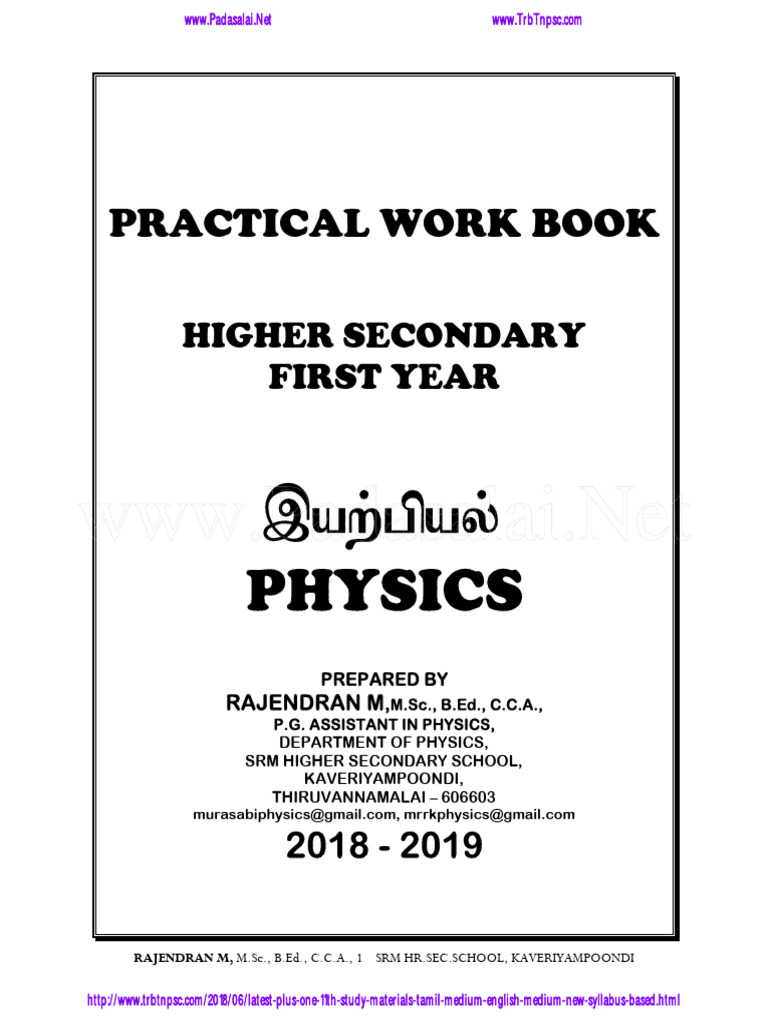 11th Physics Practical Guide Study Material English Medium | PDF | Sound | Pendulum