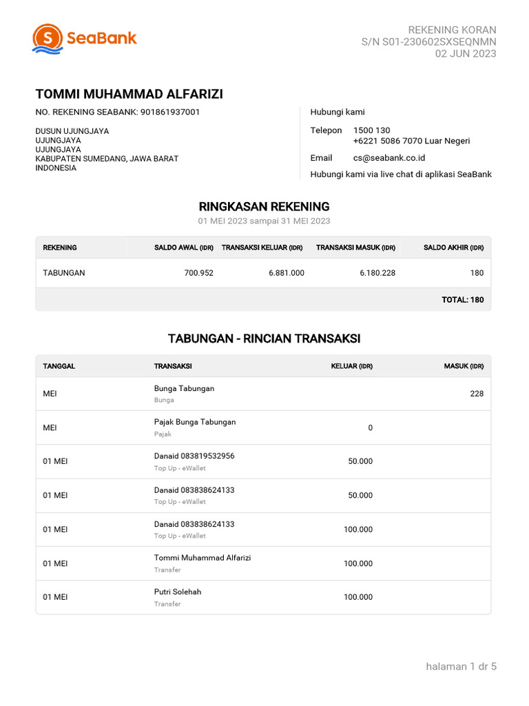 Seabank Statement 20230721 | PDF