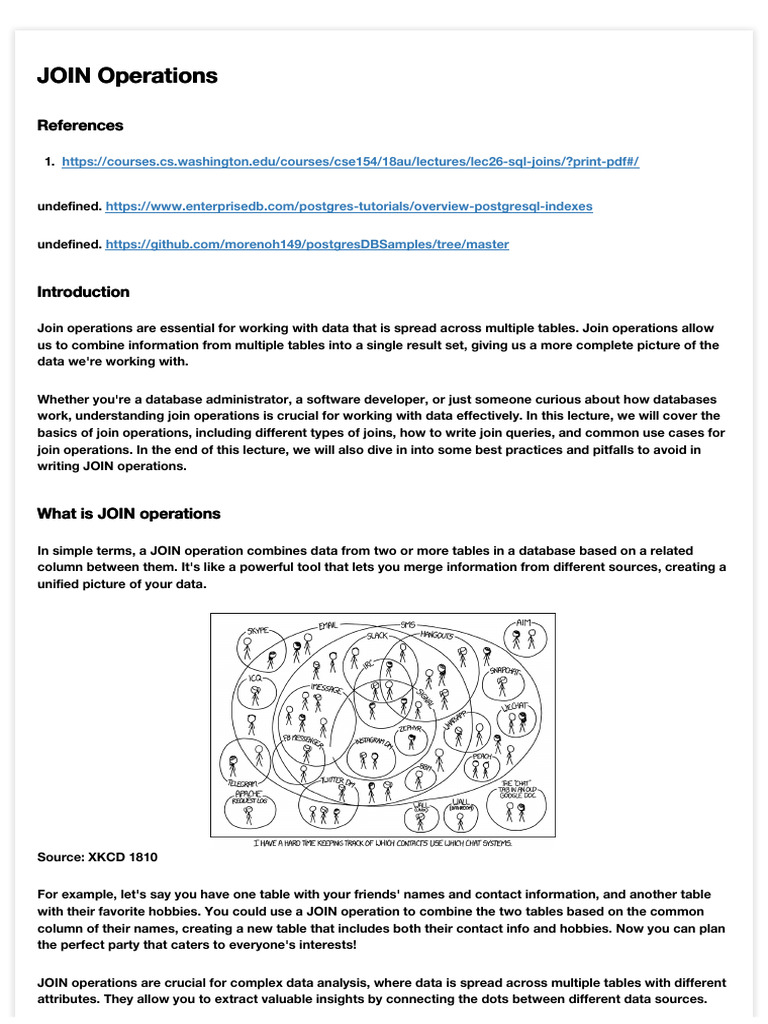 JOIN Operations | PDF | Table (Database) | Sql