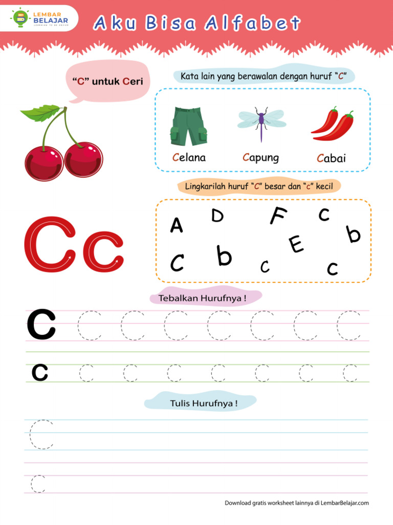 Worksheet Menulis Huruf C 1 | PDF