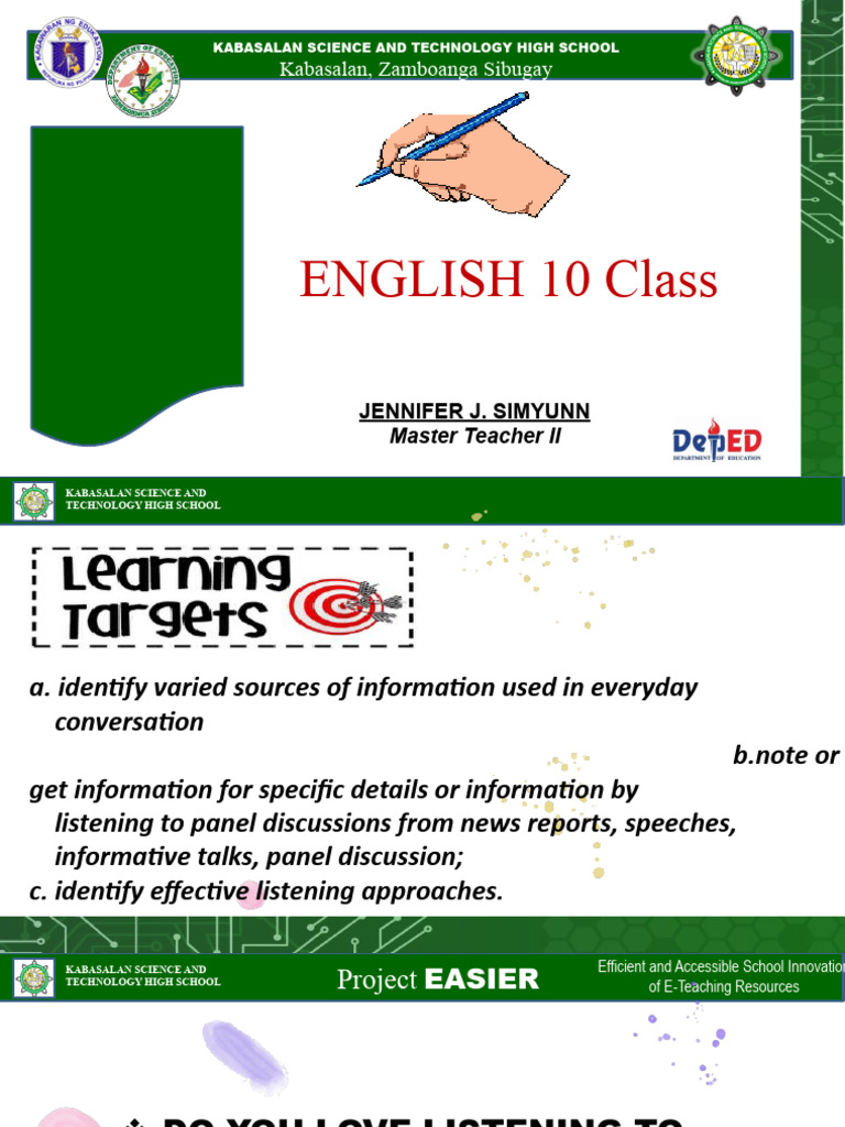 English 10 Week 1 Students | PDF | Communication | Science
