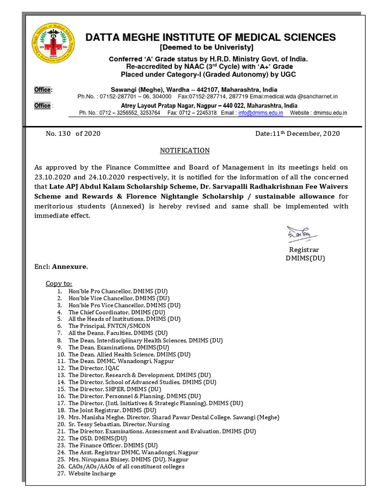 Scholarship Notification | PDF | University | Nursing