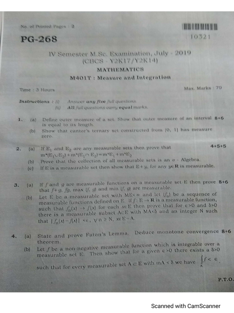 Measure and Integration 19 | PDF