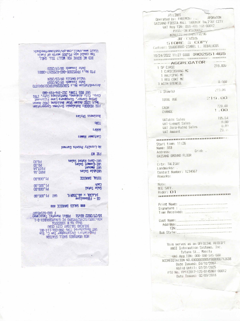 Scanned Receipts - October | PDF