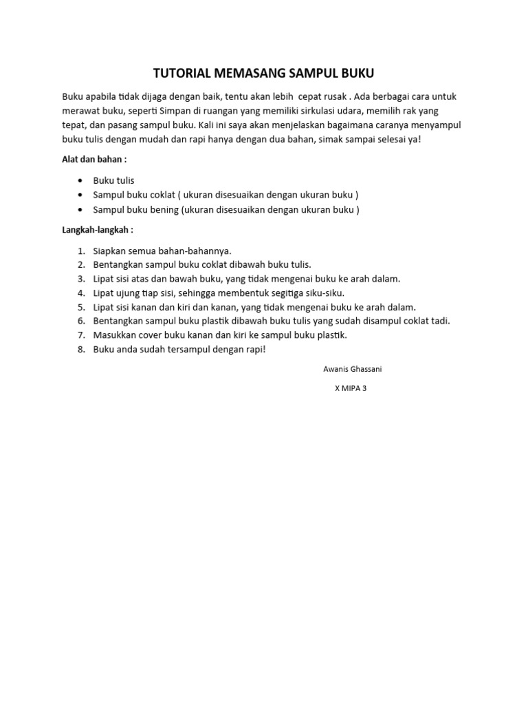 Tutorial Memasang Sampul Buku | PDF