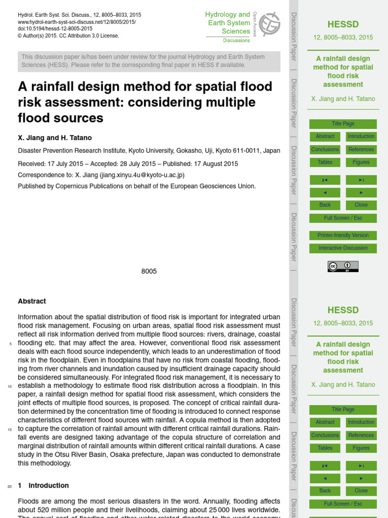 A Rainfall Design Method For Spatial Flood Risk Assessment | PDF ...