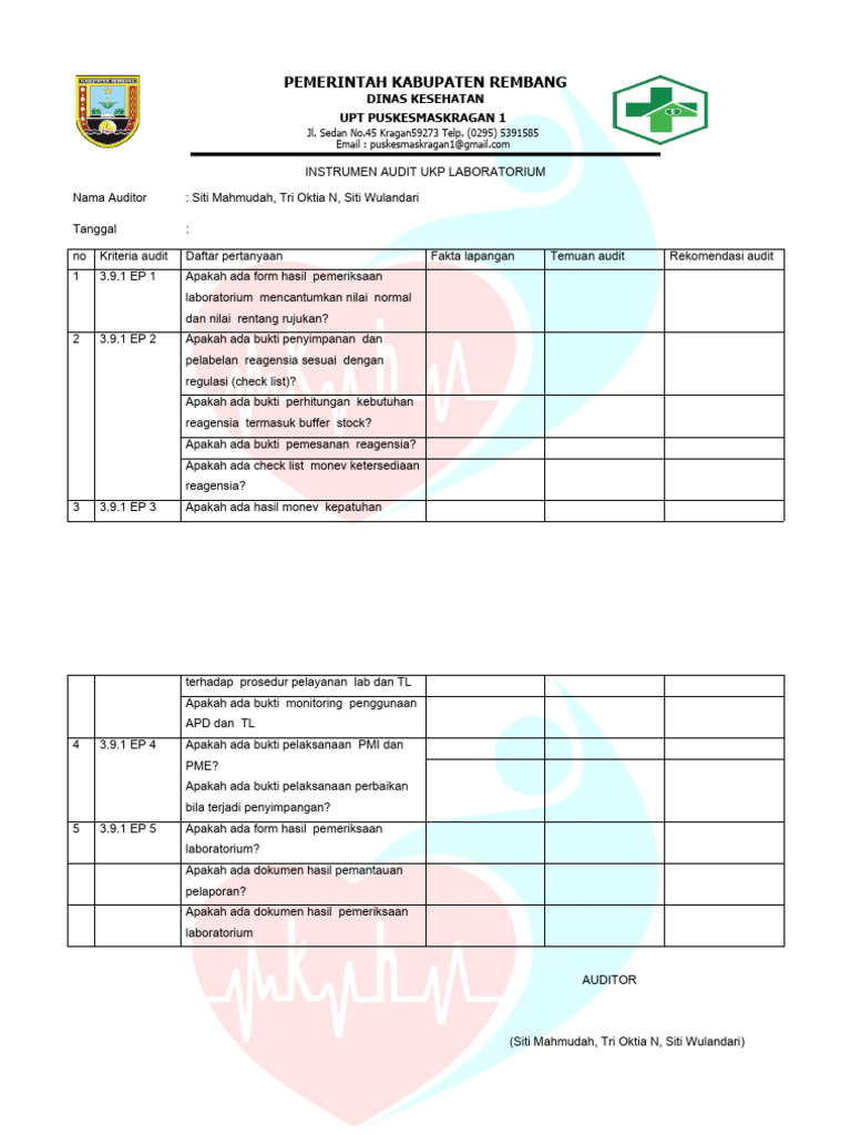 Instrumen Audit Laborat | PDF
