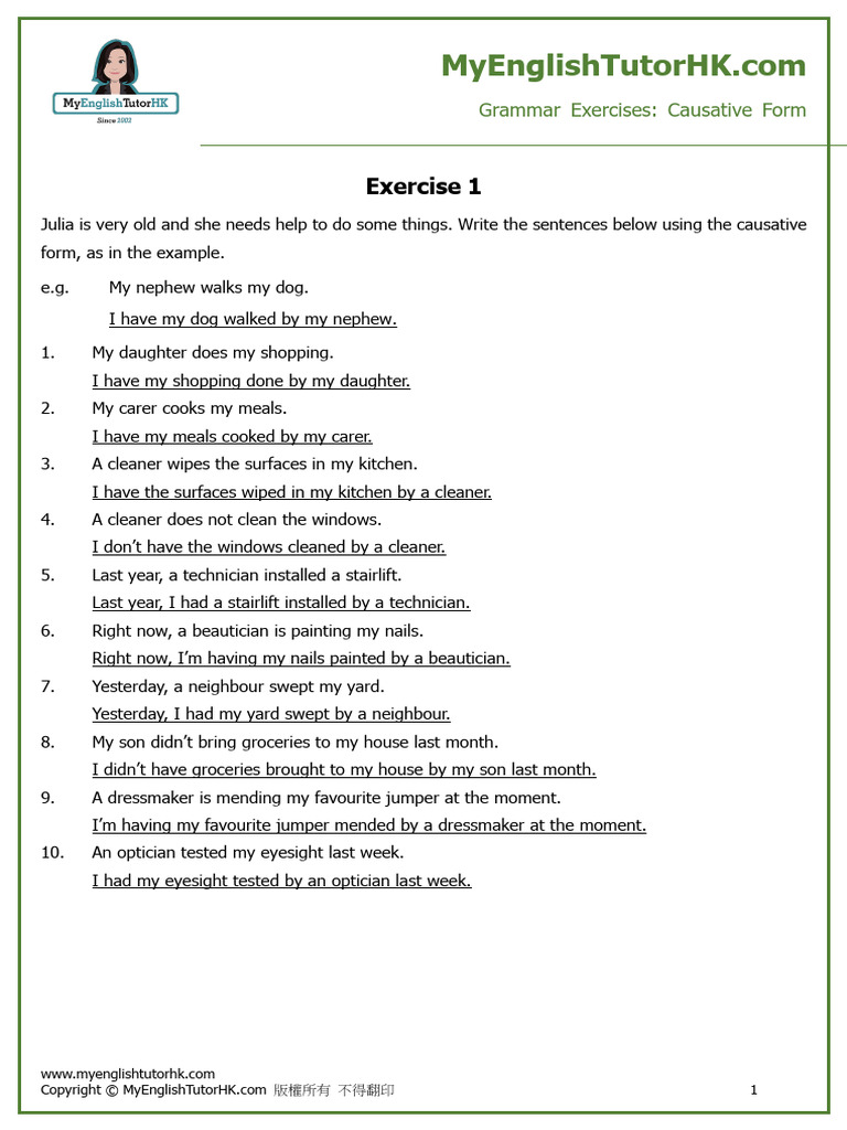 Causative Form Exercise Answer | PDF | Language Arts & Discipline