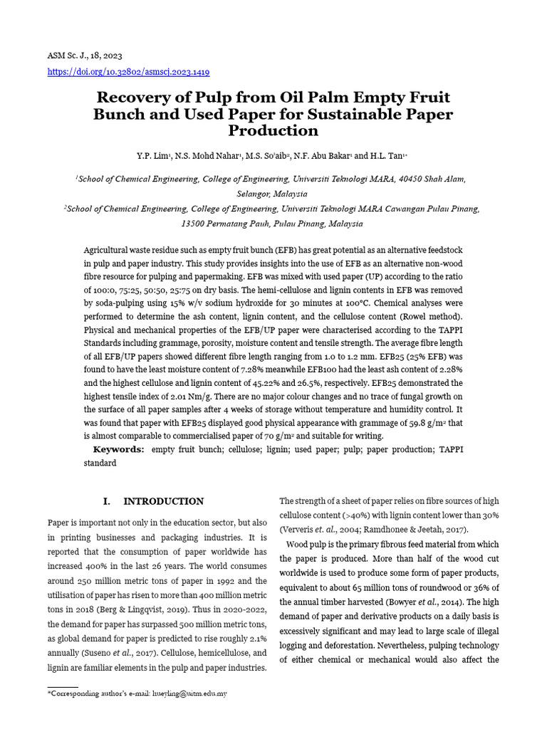 26 Recovery Pulp Oil | PDF | Paper | Pulp (Paper)