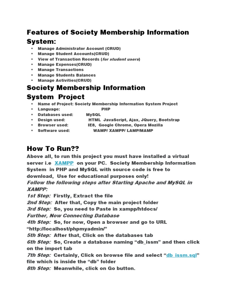 Features of Society Membership Information System | PDF | Php | Web ...