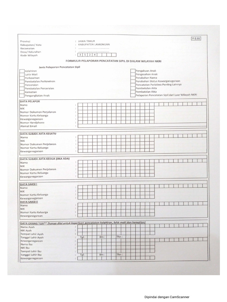 Formulir F2.01 | PDF