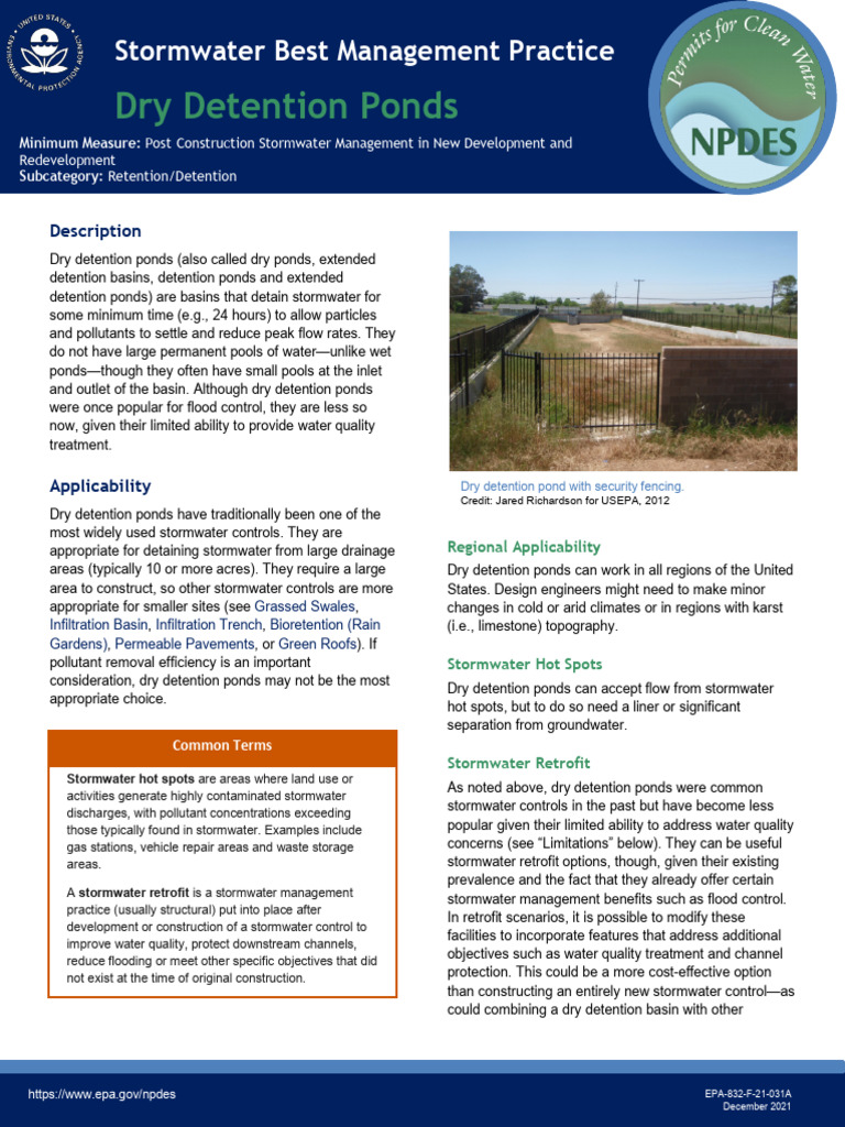 BMP Dry Detention Ponds | PDF | Stormwater | Flood